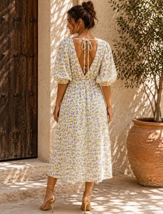 Worldclassca Sommerkleid Worldclassca Musselin Sommerkleid Leopard Animal Muster Lang Strand Neue Kollektion - Stilvolle und gem&uuml;tliche Sommer Mode f&uuml;r Damen