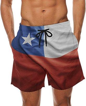 Generic Short De Bain Homme Drapeau du Chili Maillot De Bain Short Respirant Confortable Pantalon Loisir, pour Maison, Piscine, Loisir, 3XL