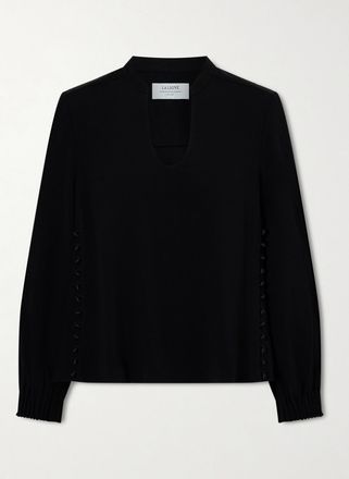 La Ligne Francine Bluse Aus Cr&ecirc;pe Mit Zierkn&ouml;pfen - Schwarz