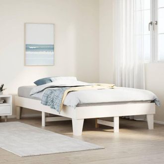 vidaXL Cadre de lit sans matelas blanc 135x190 cm bois de pin massif Vidaxl