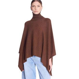BERENICE Turtle Neck Cashmere Poncho - - Jackets - Damen - Braun - ONE SIZE