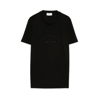 Elisabetta Franchi Femme, Tops, Noir, Taille: 40 FR T-shirt avec broderie logo