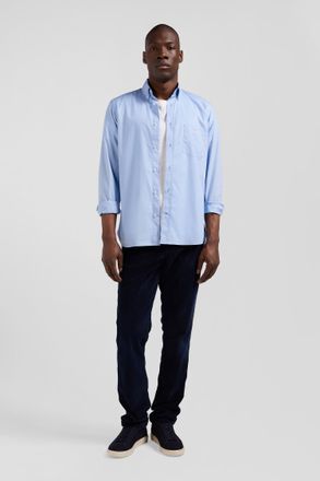 Eden Park Chemise En Popeline De Coton Ciel Col Boutonn&eacute; Et Coudi&egrave;res Imprim&eacute;es Coupe Regular
