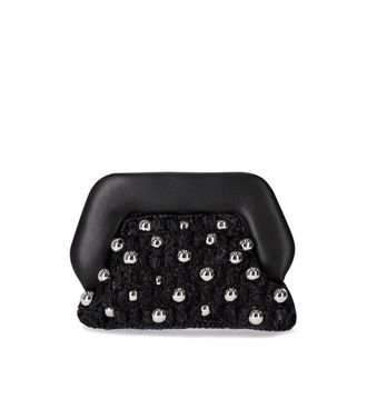Themoir&egrave; POCHETTE GEA STRAW BEADS NOIRE THEMOIR&egrave;