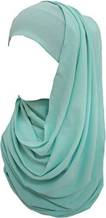 Lina & Lily Écharpe Hijab pour Femme Musulmane, Foulard Tissu Opaque et Léger en Crêpe Bubble (Turquoise)