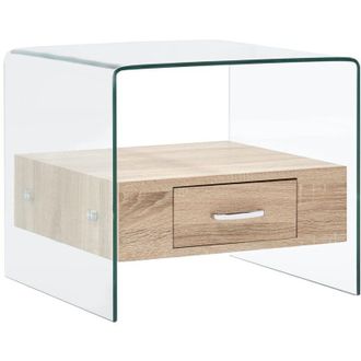 vidaXL Vidaxl - Table basse avec tiroir 50x50x45 cm Verre tremp&eacute;