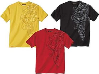 Atlasformen Lot de 3 Tee-Shirts Homme - T-Shirts Manches Courtes - Col Rond - 5XL