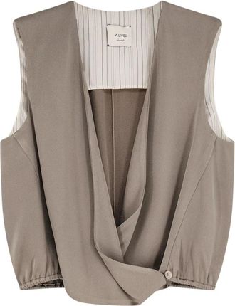 Alysi Femme, Blouses et Chemises, Beige, Taille: 38 FR Haut Crois&eacute; &agrave; Col en V