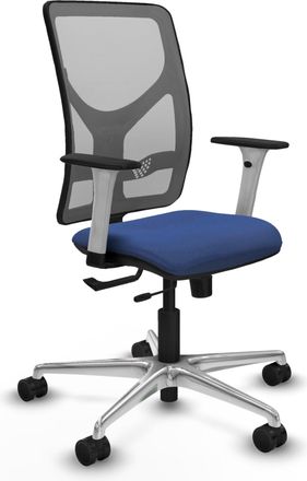 Piqueras y Crespo B&uuml;rostuhl mit wei&szlig;en und schwarzen Armlehnen, h&ouml;henverstellbare Lendenwirbelst&uuml;tze, ausgestattet mit Syncro/Traslack und Schneideschaum, Grau/Marinebl