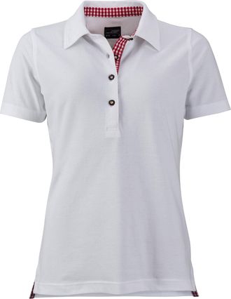 James & Nicholson Damen Regular Fit Poloshirt Ladies Traditional Polo JN715 whrdwh, Gr. 34 (Herstellergr&ouml;&szlig;e: S), Wei&szlig; (White/Red-White)