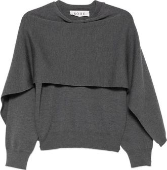 R&oacute;he Cape-overlay Knitted Sweater