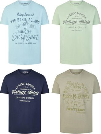 Riverso Tshirt Herren Baumwolle Regular Fit RIVLeon 4er Set Pack Rundhals Kurzarm Sommer Tee Shirt Print, Gr&ouml;&szlig;e:5XL, Farbe:Farbmix 19