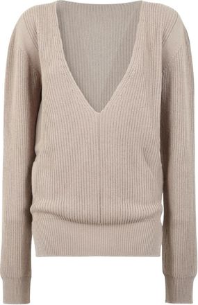 Rick Owens Wollpullover mit V-Ausschnitt - - Knitwear - Damen - Beige - S