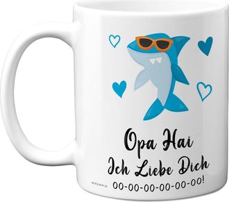 Stuff4 Opa Hai Tasse Geschenk - S&uuml;&szlig;es Geburtstagsgeschenke f&uuml;r Opa, Weihnachten Geschenkidee - 11oz Kaffeetasse Keramik, Mikrowellen Sp&uuml;lmaschinenfest, Gesch