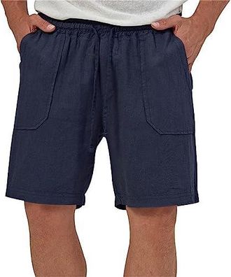 Generic Short pour homme avec poches, short en lin pour homme, taille &eacute;lastique, pantalon de jogging confortable pour l&eacute;t&eacute;, le sport, le sport, le sport, d&eacute;co
