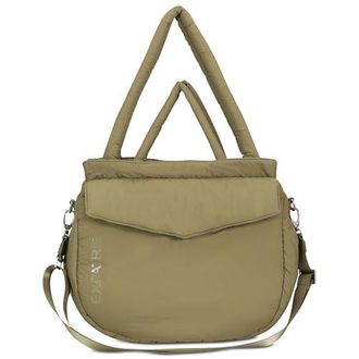 Expatri&eacute; Cabas Femme Vert - Poppy - Grand Sac &agrave; Main en Nylon - Shopper Bag avec Fermeture &Eacute;clair pour Cours, &Eacute;tudiant et Lyc&eacute;e - Puffer Tote Bag avec Comparti