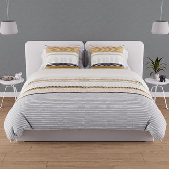 Soleil d'Ocre Soleil dOcre, Satz Abdeckung von Tröster in Baumwolle 57 Sohn 260x240 cm Thales Senf