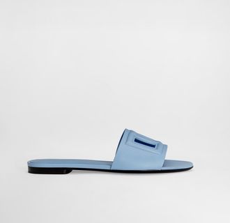 Dolce & Gabbana Pantolette Aus Kalbsleder - Frau Pantoletten Und Mules Hellblau Leder 38.5