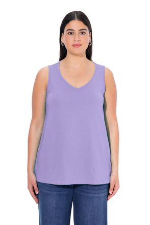 Ulla Popken Damen gro&szlig;e Gr&ouml;&szlig;en &Uuml;bergr&ouml;&szlig;en Plus Size Top, V-Ausschnitt, Classic, &auml;rmellos