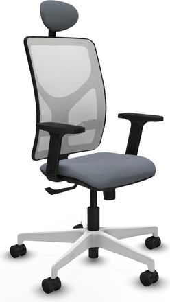 Piqueras y Crespo B&uuml;rostuhl, grau und wei&szlig;, mit 2D-Armlehnen, h&ouml;henverstellbare Lendenwirbelst&uuml;tze und festes Kopfteil, ausgestattet mit 3 Positionen und Schneideschaum