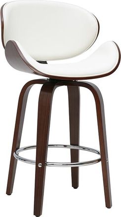 Miliboo Walnut Barhocker, drehbar, Wei&szlig; und dunkles Holz, 65 cm