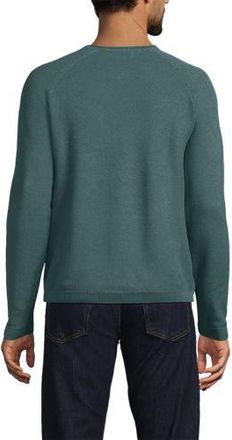 Lands End Baumwoll-Pullover mit Struktur und V-Ausschnitt, Herren, Größe:48-50 regular, Grün, by Lands End