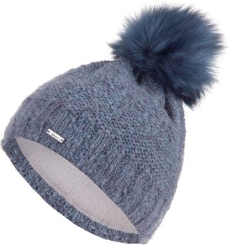 Faera weiche Winterm&uuml;tze M&uuml;tze Damen warm gef&uuml;ttert Kunstfell Bommel-M&uuml;tze Fleecefutter Winter Strickm&uuml;tze Beanie M&auml;dchen 65, Farbe:Hellblau