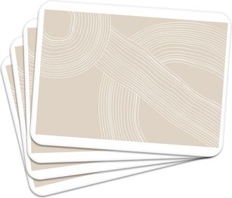 MG Design Set aus 4 Kork-Platzsets - Abstract Shapes 2 - 30 x 40 cm - hitzebest&auml;ndig & abwischbar, mit Korkr&uuml;ckseite