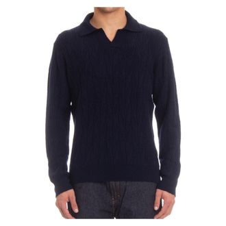 Drumohr Homme, Pulls, Bleu, Taille: XL Pull Bleu avec Détails Côtelés