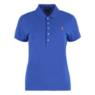 Polo Ralph Lauren Femme, Tops, Bleu, Taille: 38 FR Polo en coton &agrave; col c&ocirc;tel&eacute;