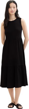 Tom Tailor Damen Basic Jersey Midi-Kleid, deep black, XL