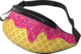 Generic Cr&egrave;me Glac&eacute;e Fondue Sac Banane Unisexe Sac &Agrave; Bandouli&egrave;re R&eacute;glable Sacoche Ceinture Pour Homme Shopping Course &Agrave; Pied 14X35Cm