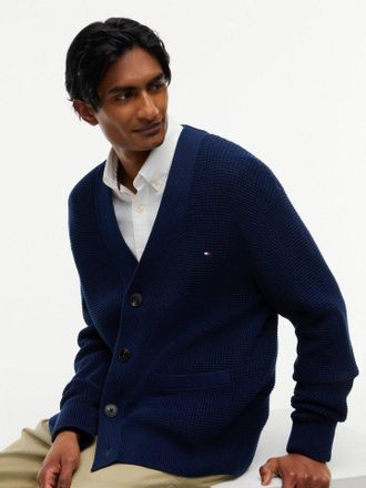 Tommy Hilfiger Cardigan WAFFLE STRUCTURE mit modischer Struktur und aufgesetzte Taschen