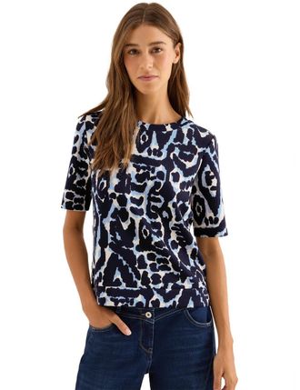 Cecil Damen 3227483 Cupro Touch Print-Shirt, urban Dark Blue, XX-Large