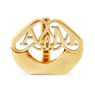 Alexander McQueen Messing Siegel Logo Ring Licht Antik - - Accessories - Damen - Gelb - 54 MM