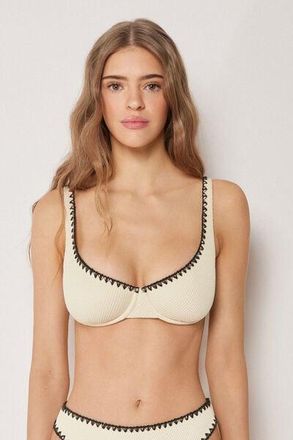 Calzedonia Balconette-bikinioberteil Bicolor Embroidery Wei&szlig;