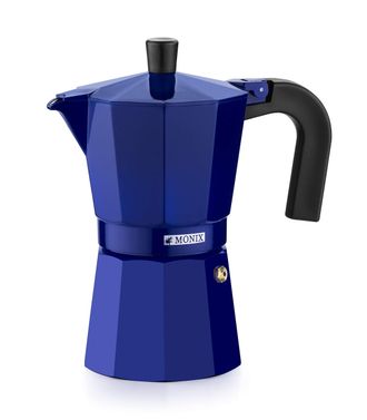 Monix Cobalto | Italienische Kaffeemaschine, 6 Tassen, Kobaltfarbe, Aluminium, 10 cm