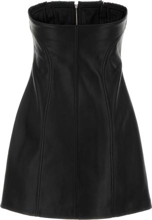 Blumarine Ruffled Lamb Leather Dress - Black