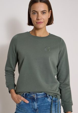 Cecil Sweatshirt CECIL, Damen, Gr. XXL (46), gr&uuml;n (dried olive gr&uuml;n), Sweatware, 65% Baumwolle, 35% Polyester, unifarben, comfort fit, Rundhals, B&uuml;ndchen, S