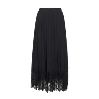 Dolce & Gabbana Femme, Jupes, Noir, Taille: 38 FR Jupe pliss&eacute;e en mousseline de soie