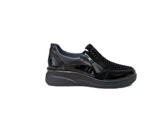 Melluso Baskets Femme en Cuir Verni Noir et Daim k55441z 37