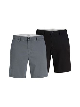 Jack & Jones Chinoshorts JACK & JONES JPSTMARCO DYLAN CHINO SHORTS SRT MP 2PK, Herren, Gr. S, N-Gr, schwarz-wei&szlig; (schwarz pack:castlerock), Web, Obermaterial: 98% 