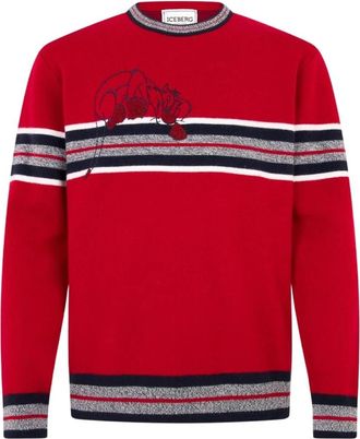 Iceberg Rundhals-Pullover - - Knitwear - Herren - Rot - XL
