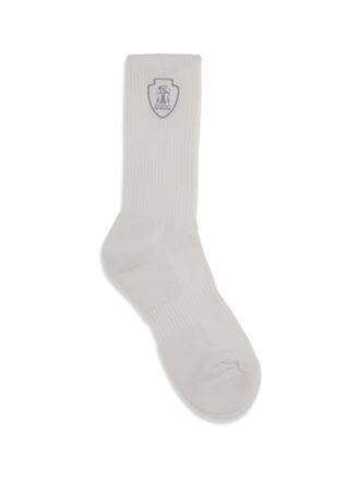Brunello Cucinelli Ribbed Cotton Knit Socks - White
