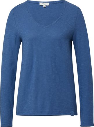 s.Oliver Jersey-Shirt mit V-Ausschnitt und Rollsaum