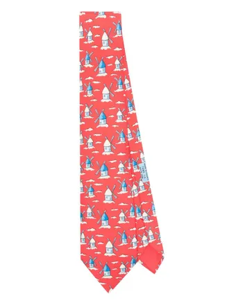 Hermès cravate à imprimé graphique (années 2000) - Rouge