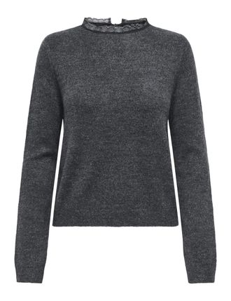 Only Damen Onltammy Ls Lace Mix O-Neck Bf KNT, Dark Grey Melange, Small