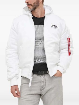 Alpha Industries MA-1 Zip Bomberjacke mit Kapuze - Wei&szlig;