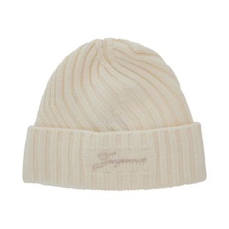 Jacquemus Wei&szlig;e Beanie mit Logo-Schriftzug - - Accessories - Herren - Wei&szlig; - ONE SIZE
