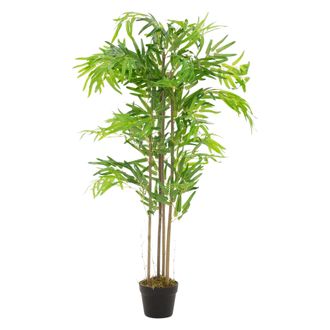 ML Design ML-Design K&uuml;nstlicher Bambus 120 cm, K&uuml;nstliche Pflanzen gro&szlig;, Kunstpflanze mit Echtholzstamm, Fake Plastik Pflanze Dekoration im Topf f&uuml;r Indoor und 